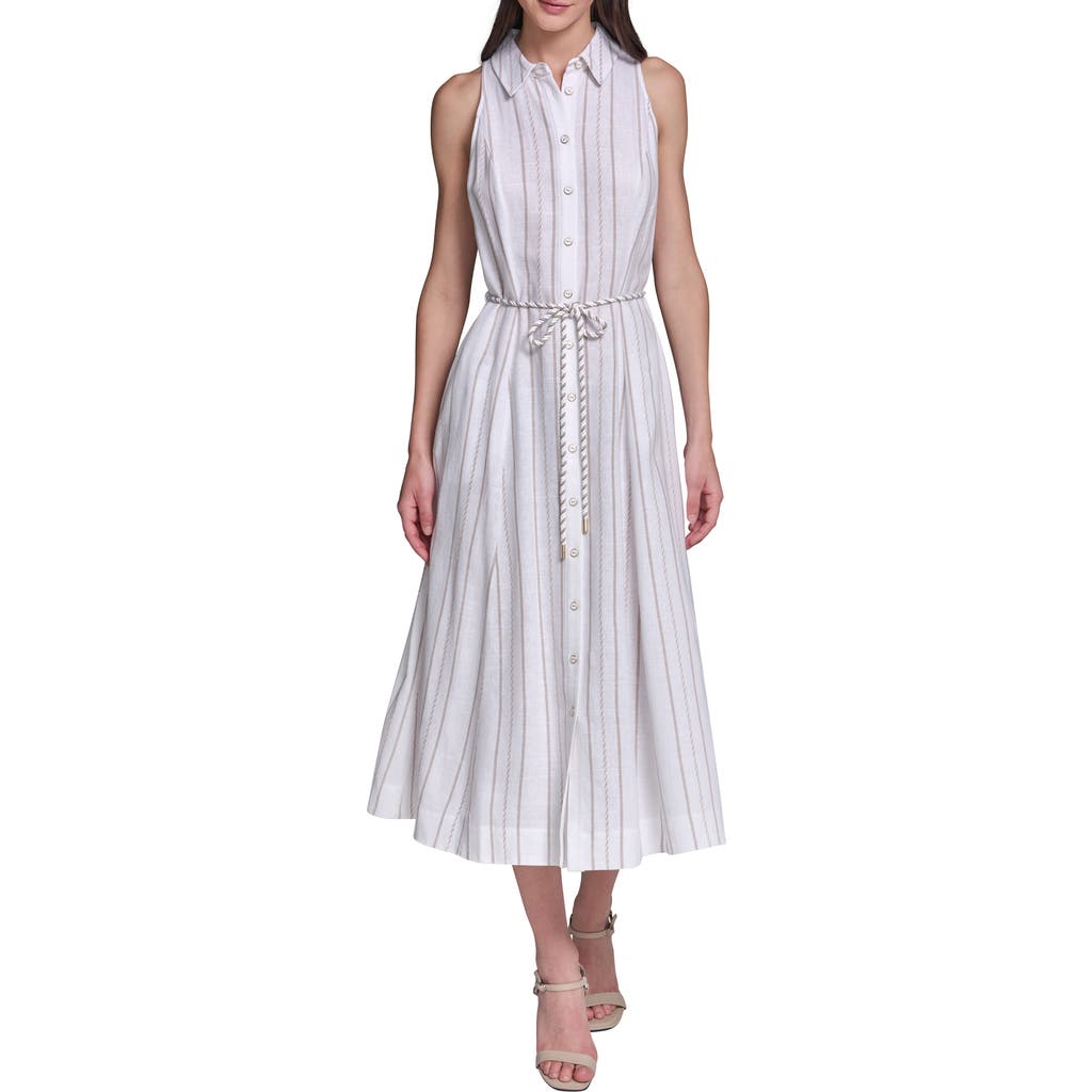 KARL LAGERFELD KARL LAGERFELD Striped Sleeveless Midi Shirtdress